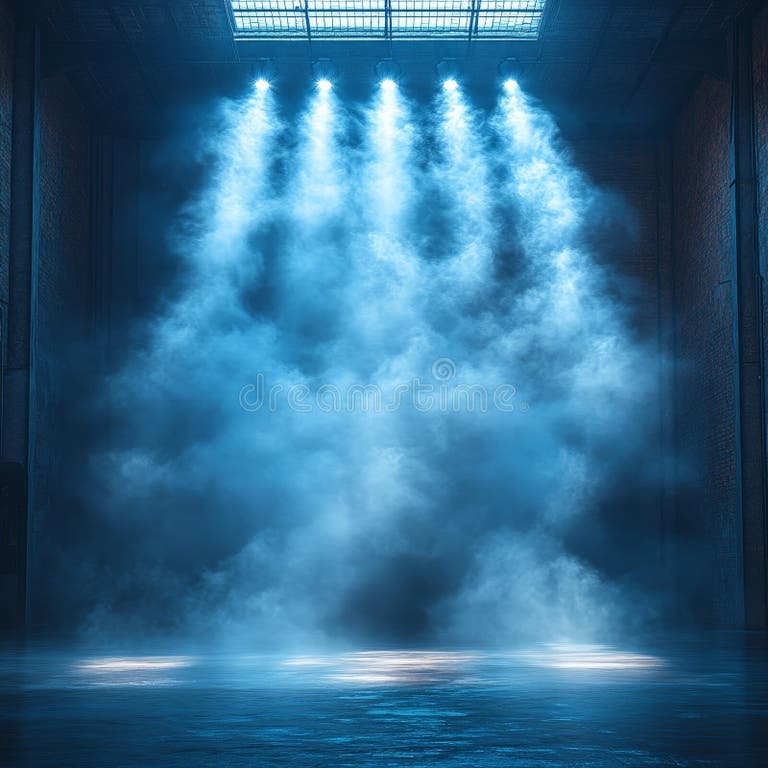 Blue Stage Lighting with Fog Effect for Dramatic Visuals Stock ...