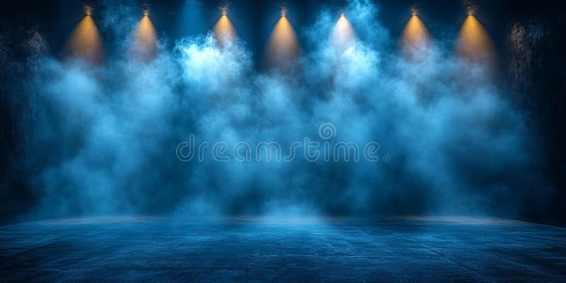 Blue Stage Lighting with Fog Effect for Dramatic Visuals Stock ...