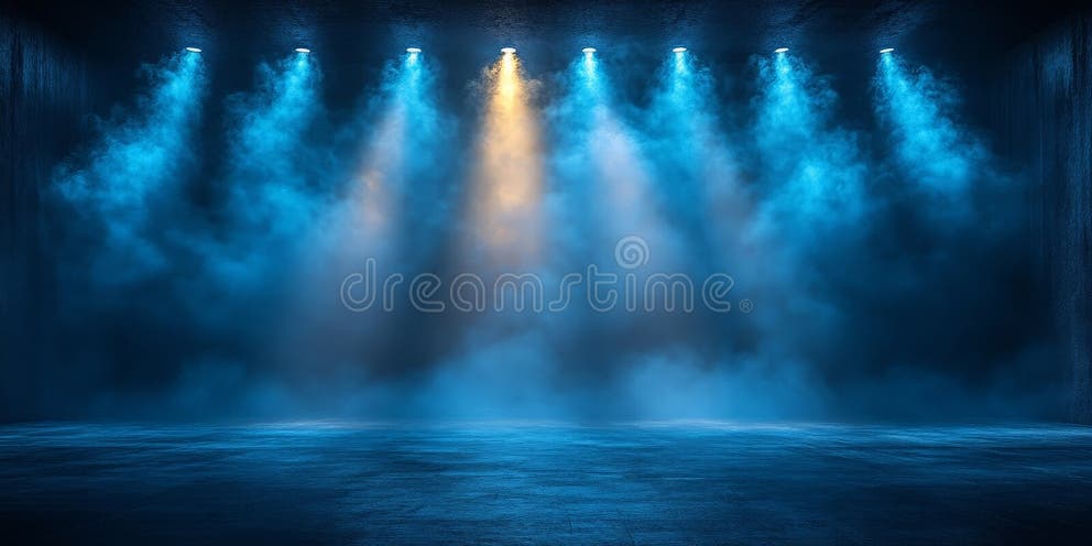 Blue Stage Lighting with Fog Effect for Dramatic Visuals Stock ...