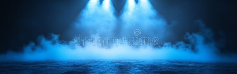 Blue Stage Lighting with Fog Effect for Dramatic Visuals Stock ...