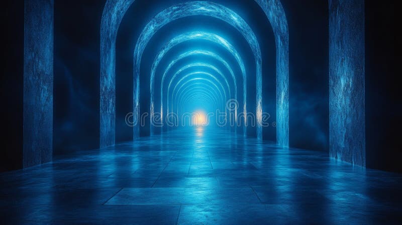 Blue Stage Lighting with Fog Effect for Dramatic Visuals Stock ...