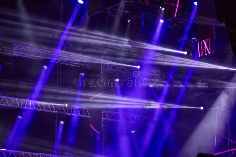 Blue Stage Lights, Light Show Stock Image - Image of festival, club ...