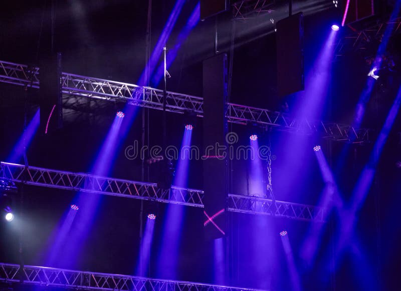 Blue Stage Lights, Light Show Stock Image - Image of party, color ...