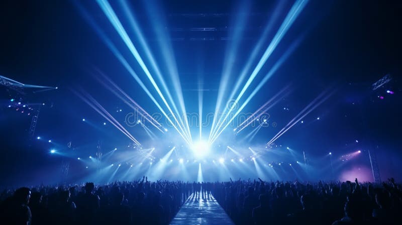 Blue Stage Lights, Light Show at the Concert Stock Illustration ...