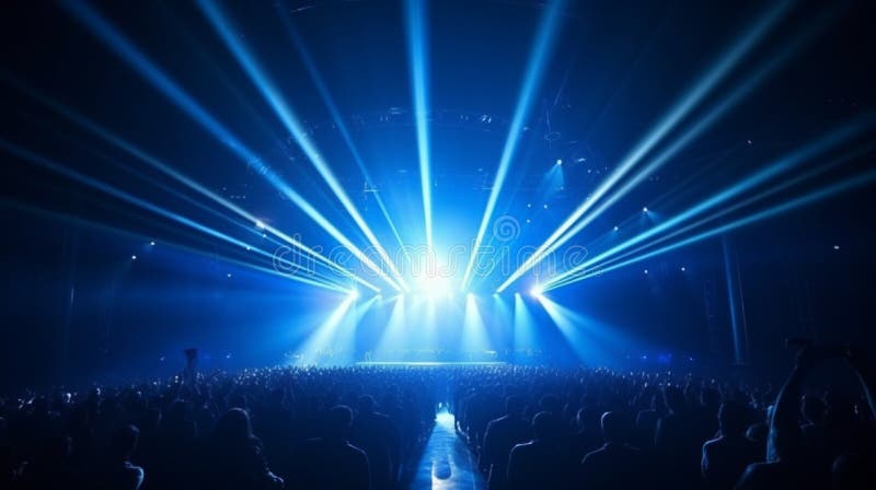 Blue Stage Lights, Light Show at the Concert Stock Illustration ...