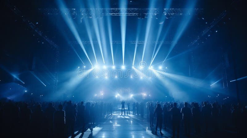 Blue Stage Lights, Light Show at the Concert Stock Illustration ...