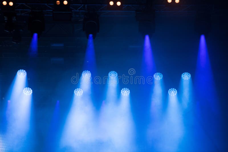 Blue stage lights stock photo. Image of music, black - 155704792