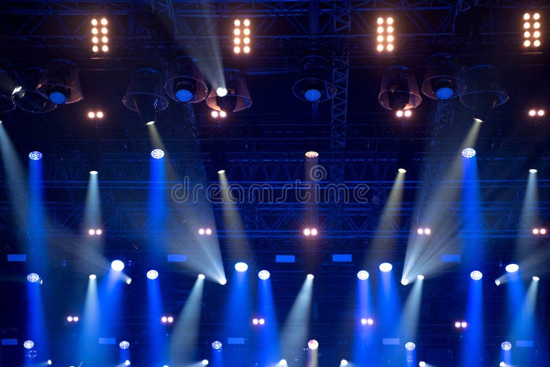 Blue stage lights stock image. Image of music, equipment - 155704891