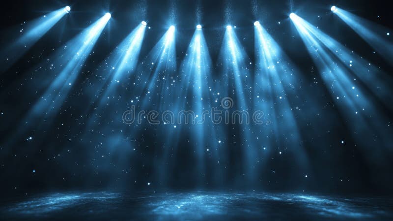 Blue Stage Lights Shine Brightly on Dark Stage Stock Illustration ...
