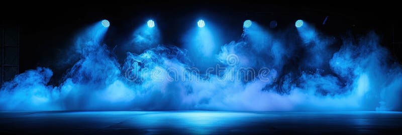 Blue Stage Lights and Smoke Effects. Generative Ai Stock Illustration ...