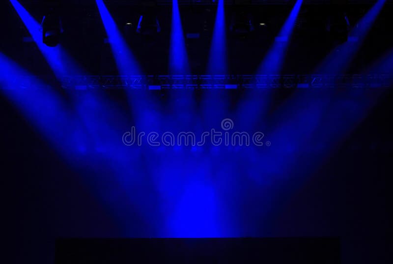 Blue stage lights stock image. Image of lamp, blue, concert - 107554985