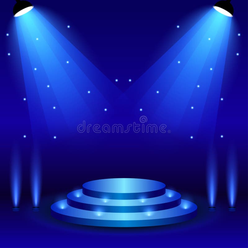 Blue Stage Podium Scene with Lighting, for Award Ceremony Vector ...