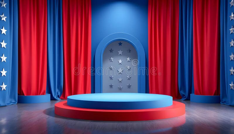 Blue Stage Red Curtains Star Backdrop Presentation Stock Photos - Free ...