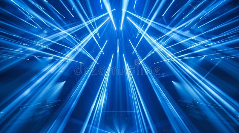 Blue Stage Set with Multiple Ceiling Lights Illuminating the Scene, AI ...