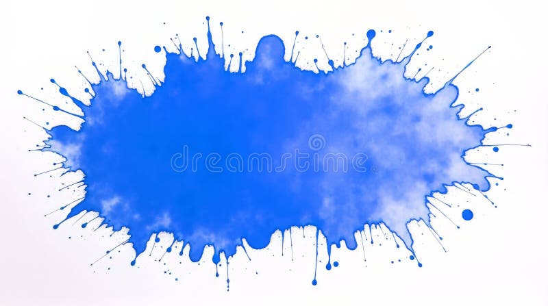 Blue Stain on White Watercolor Paper with Copy Space. Stock ...