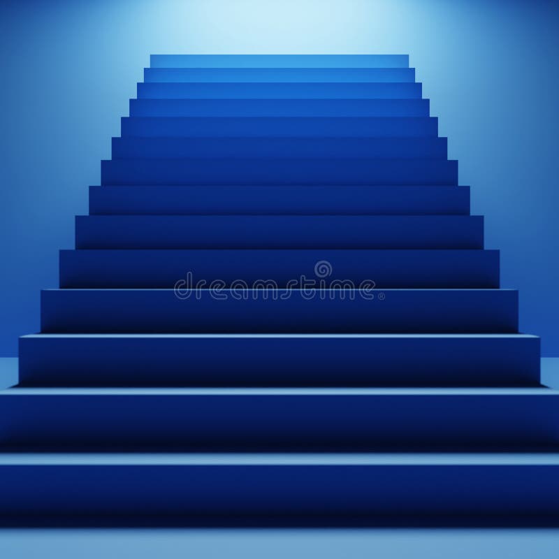 Blue Stairs on Blue Background, 3d Rendering Illustration Stock ...