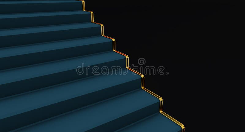 Blue Stairs, Blue Carpet on Stairs Stock Illustration - Illustration of ...