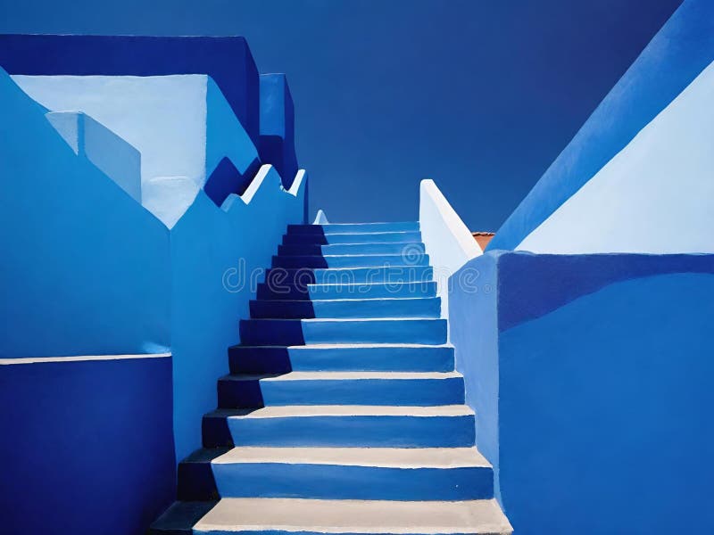 Blue stairs in the city stock illustration. Illustration of beautiful ...
