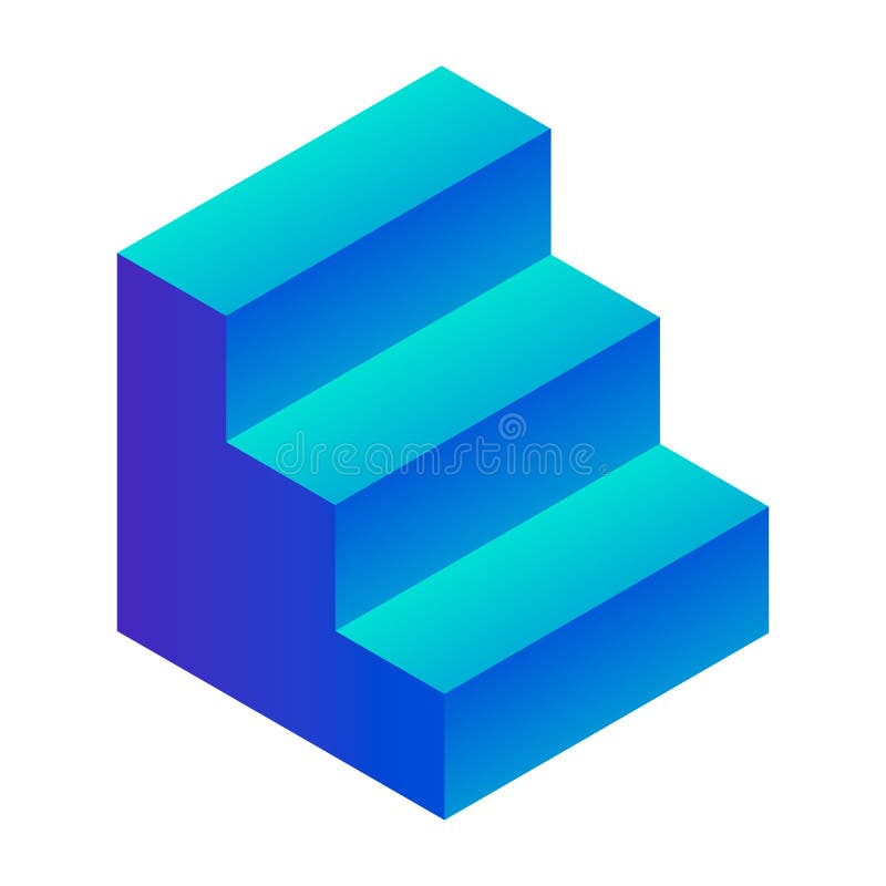 Blue Stairs Icon, Isometric Style Stock Vector - Illustration of chart ...