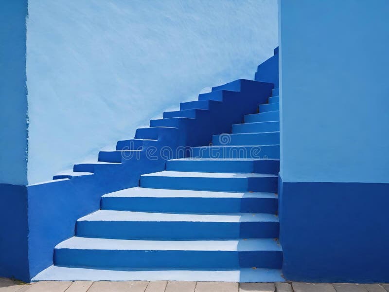 Blue Stairs on the Wall Background Stock Illustration - Illustration of ...