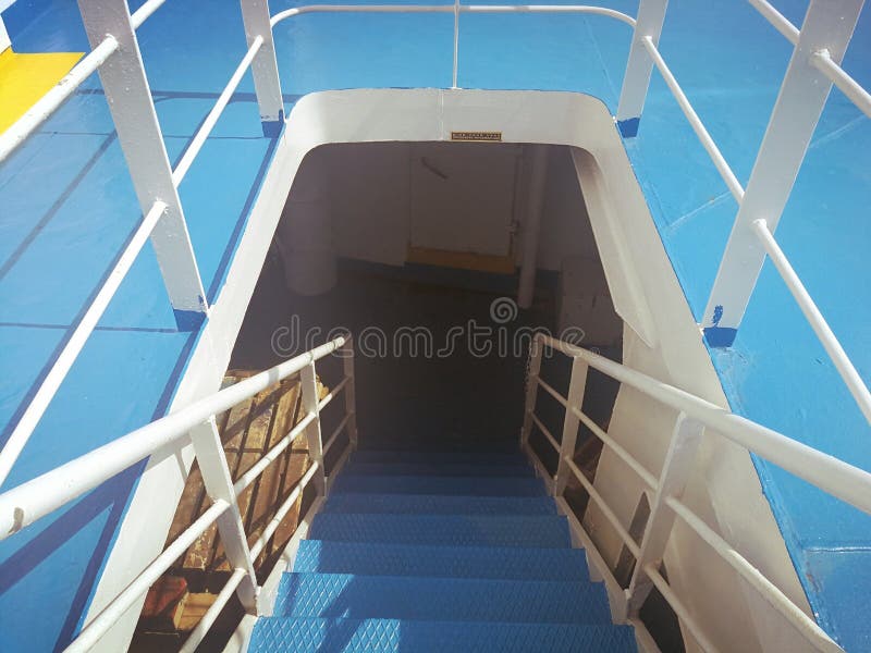 Metal Staircase Steps On A Ship Deck Stock Image - Image of ship ...