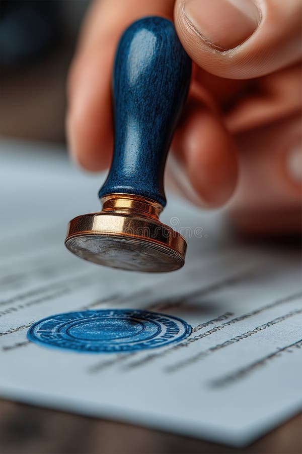 Blue Stamp Confirms Legality on Official Administrative Document ...