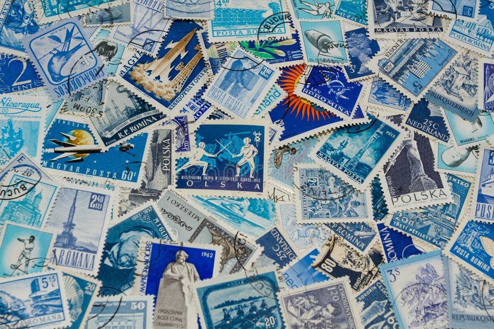 Blue stamps editorial image. Image of philately, stamp - 26482385