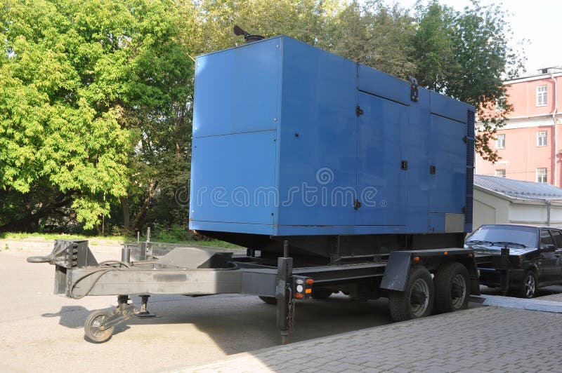 Blue Standby Mobile Diesel Generator for Office Building Editorial ...
