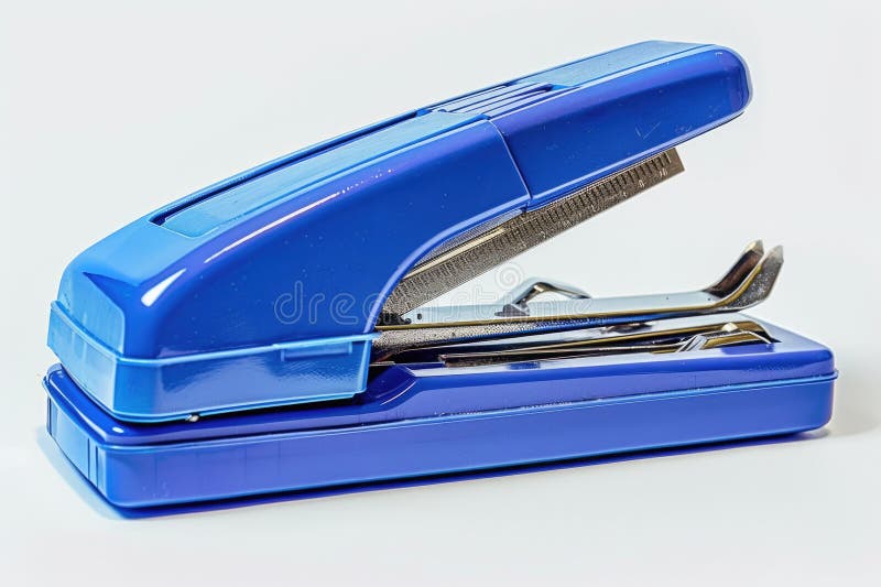 A Blue Stapler Sits Atop a Blue Box, Ready for Use Stock Image - Image ...