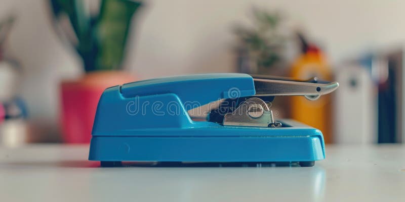 A Blue Stapler Sitting on a Table, Ready for Use Stock Photo - Image of ...