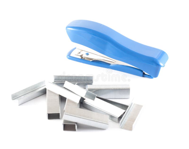 Blue stapler with staples stock photo. Image of staple - 40175290