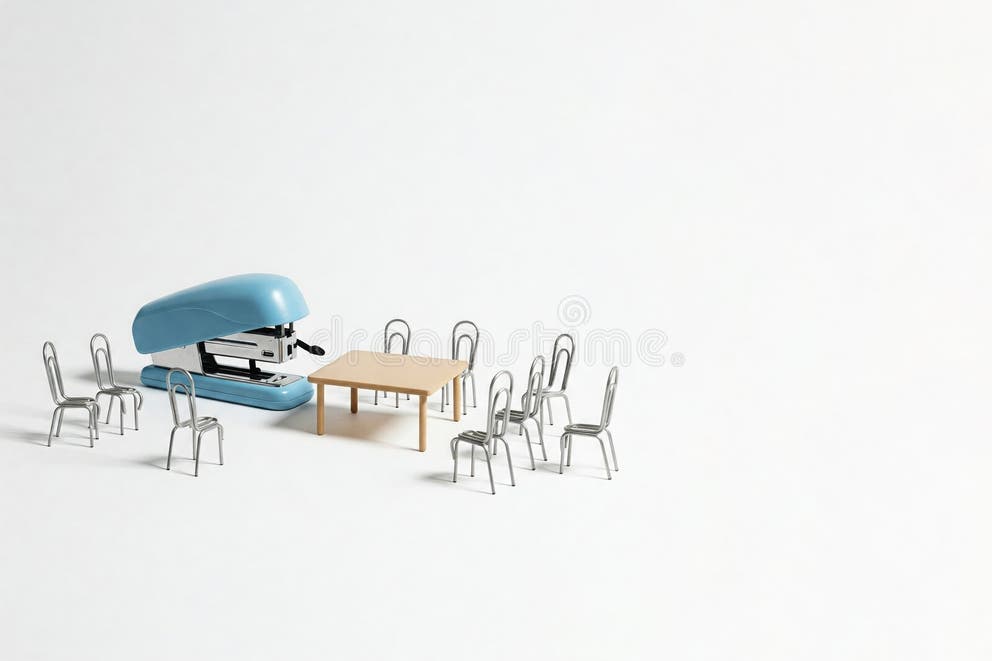 A Blue Stapler at a Toy Table with Chairs. Space for Text. Stock Photo ...
