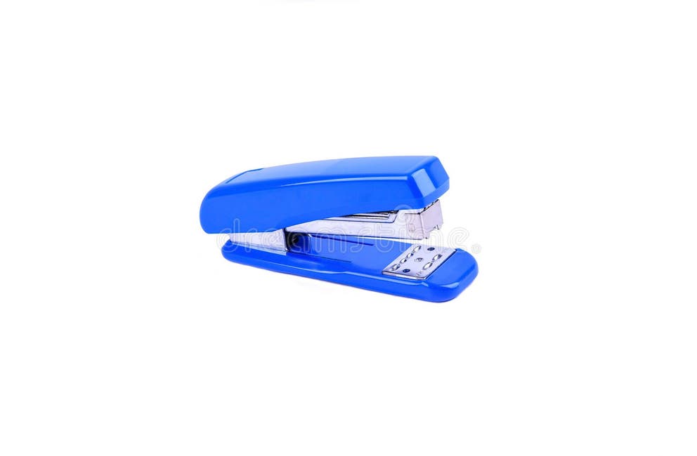 Blue stapler stock image. Image of table, blue, paper - 43654527