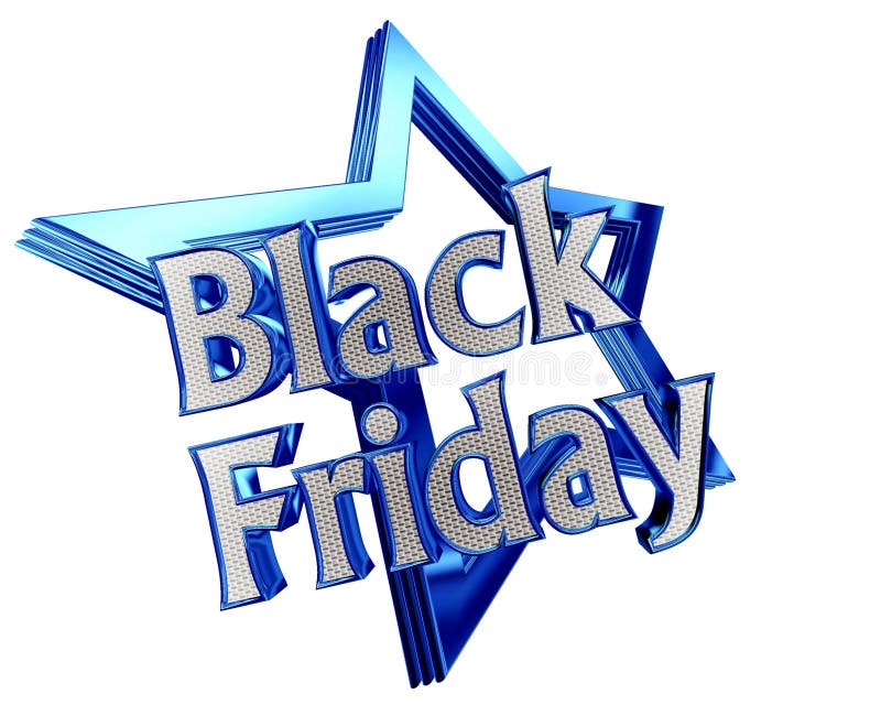 Blue Star Black Friday with the Text on a White Background Stock ...
