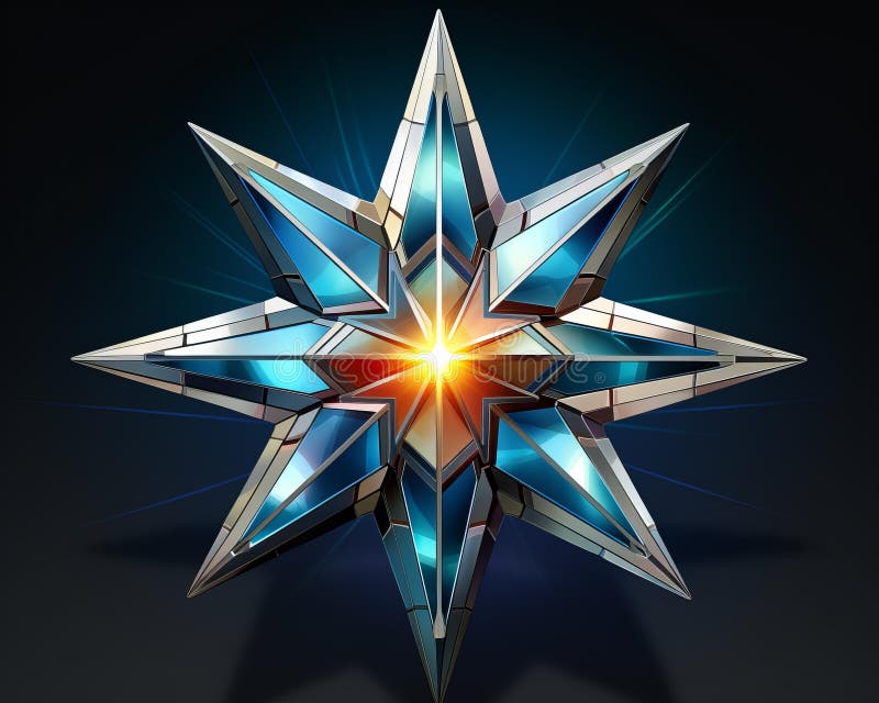 A Blue Star with a Bright Light Shining through it Stock Illustration ...