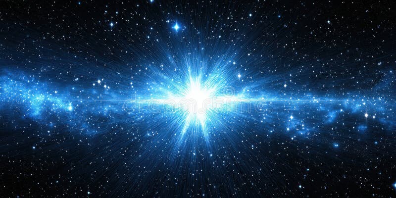 Blue Star Burst in Deep Space, Galaxy, Cosmic Vision of Universe ...