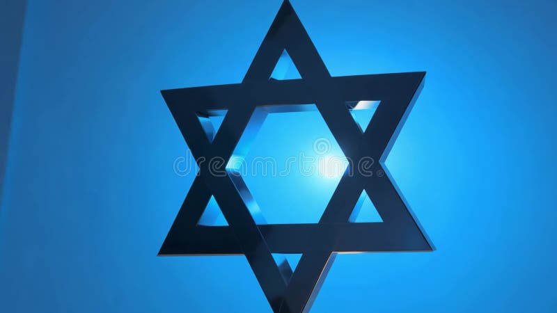 Blue Star of David with Glowing Light Effect in the Background. 4k ...