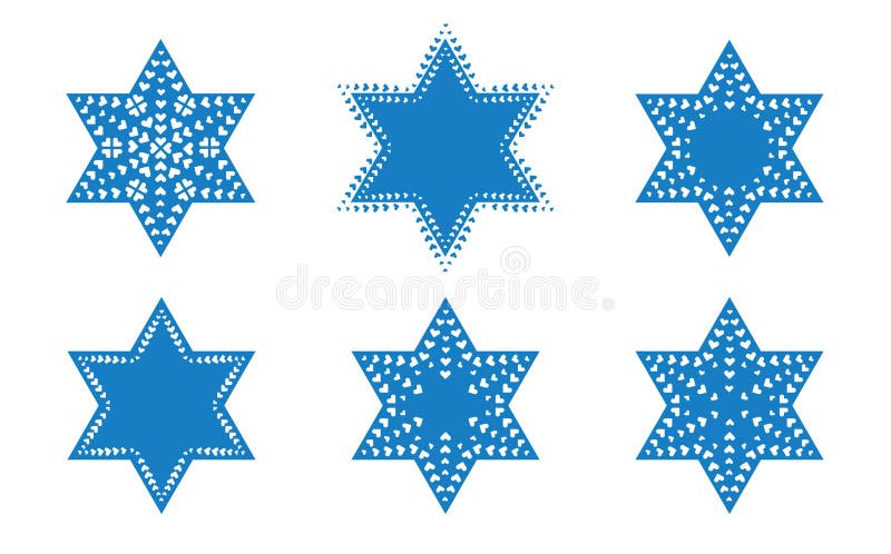 Blue Star of David Graphic with Heart Patterns. Stock Vector ...