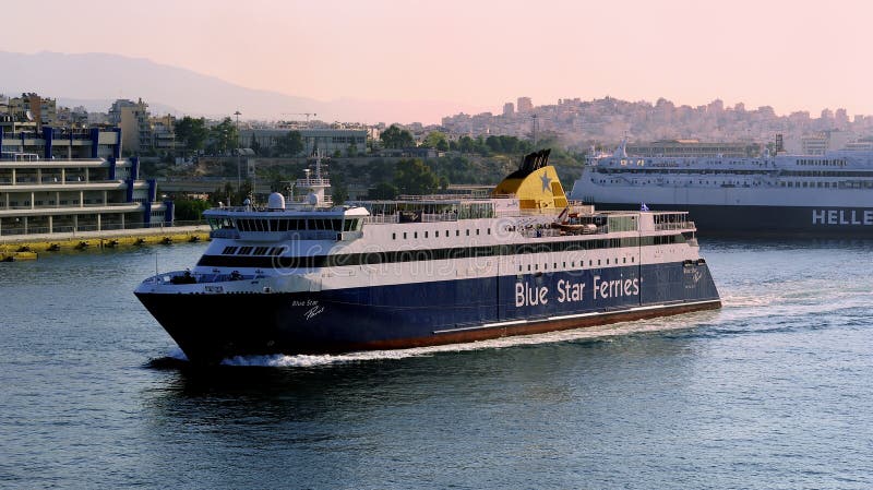 Blue Star Ferry Leaving Athens Editorial Photo - Image of greece, front ...