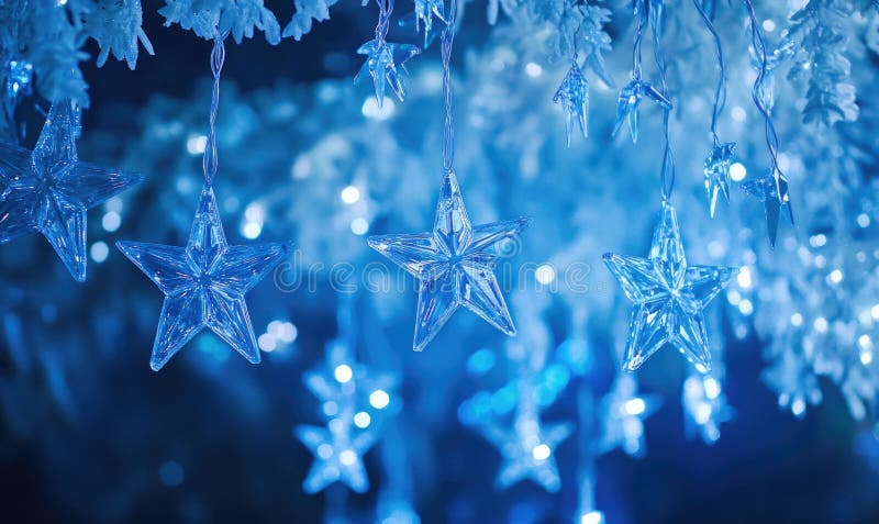 Blue Star Lights Hanging from a Tree Stock Illustration - Illustration ... Blue Star Lights Hanging from a Tree Stock Illustration - Illustration ...