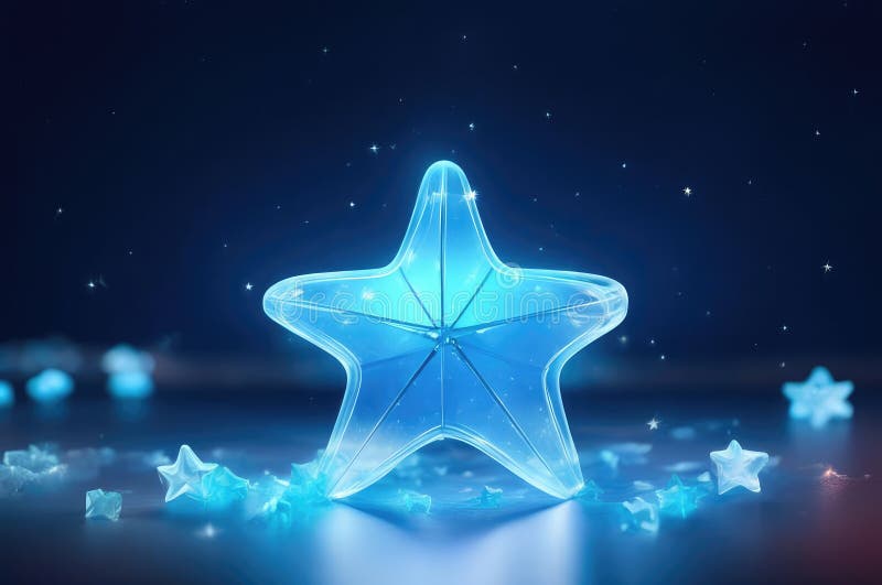 Blue Star Made of Transparent Crystal. Ice Star Stock Illustration ...
