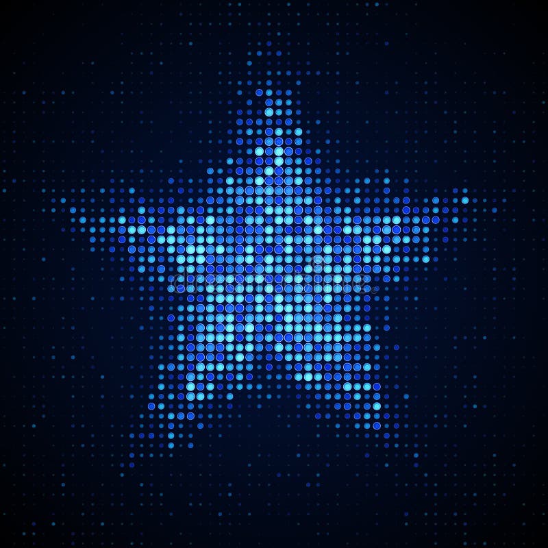 Blue Star Shape of LED Dots on Screen Stock Illustration - Illustration ...
