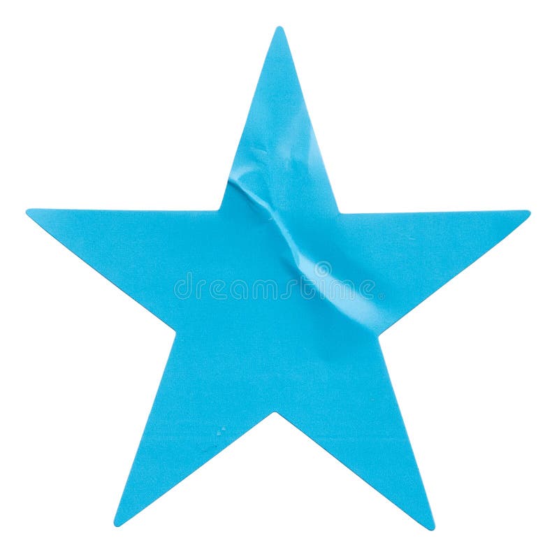 Blue Star Shape Paper Sticker Label Isolated on White Background Stock ...