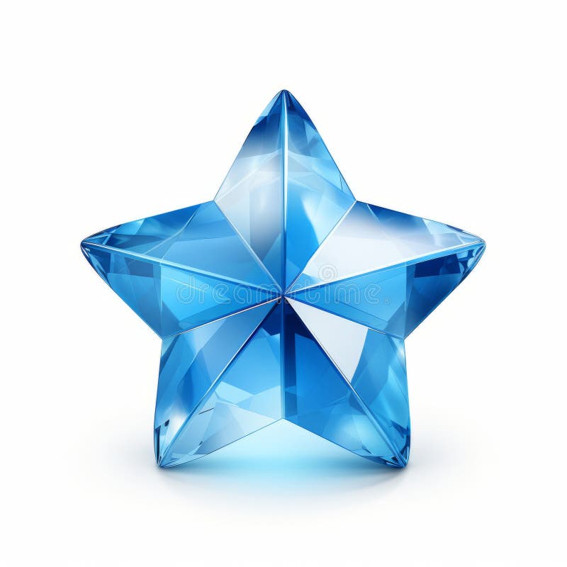 A Blue Star Shaped Crystal on a White Background Stock Illustration ...