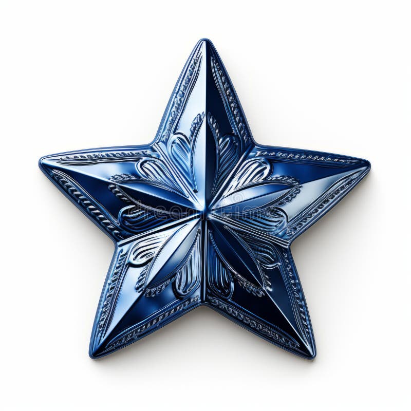A Blue Star Shaped Ornament on a White Background Stock Illustration ...