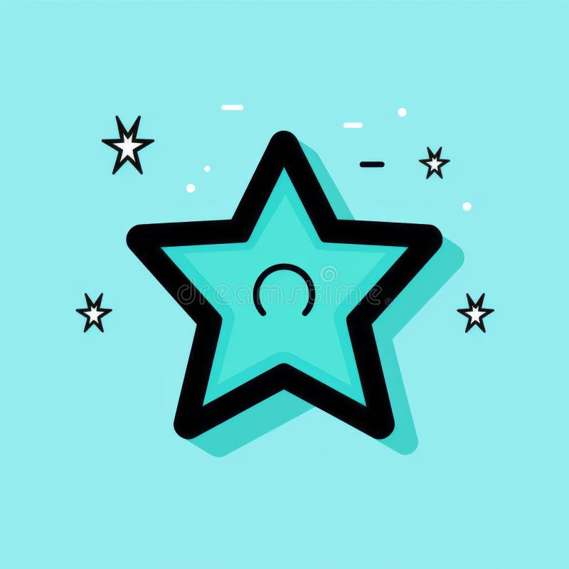 A Blue Star with a Smiley Face and Stars Around it Stock Illustration ...