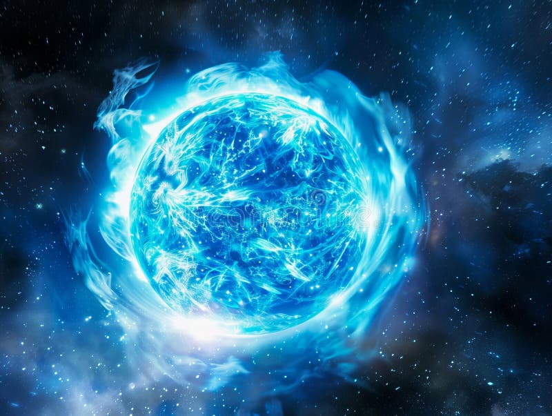 A Blue Space Background with a Glowing Sphere Stock Photo - Image of ...