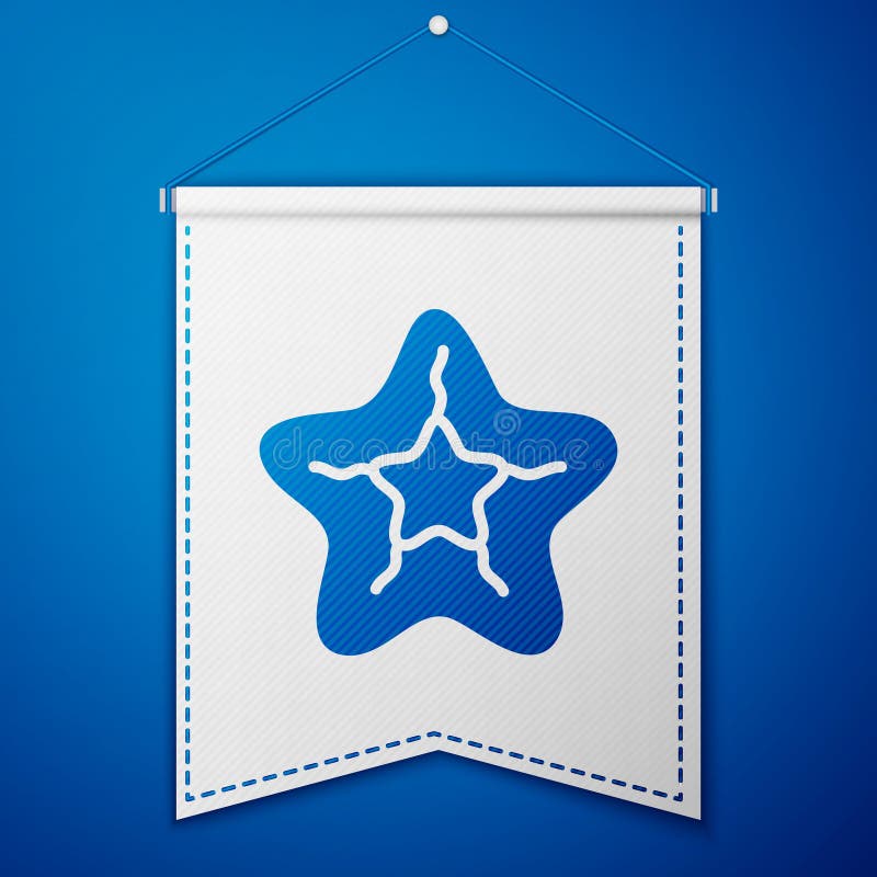 Blue Starfish Icon Isolated on Blue Background. White Pennant Template ...