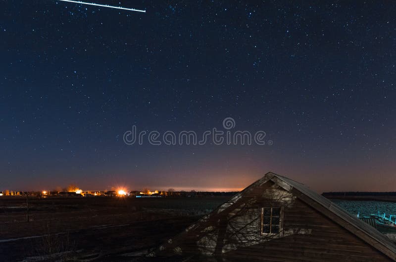 Blue and Starry Sky with One Falling Star Stock Photo - Image of colors ...