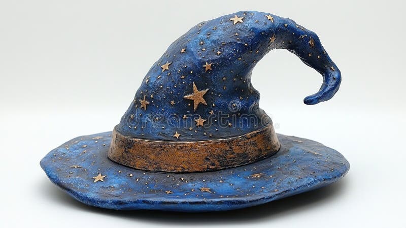 Blue Starry Wizard Hat, Studio Shot, White Background, Fantasy ...